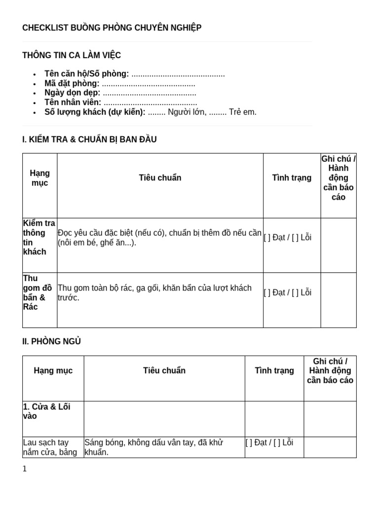 Checklist Buong Phong v2 | PDF