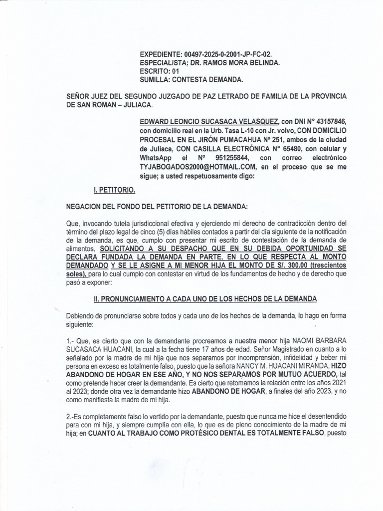 Contestacion de Demanda | PDF