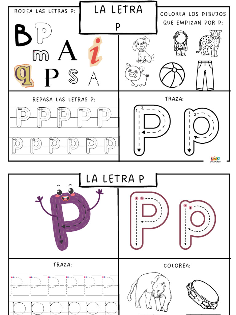 Fichas de Trazo de La Letra P | PDF
