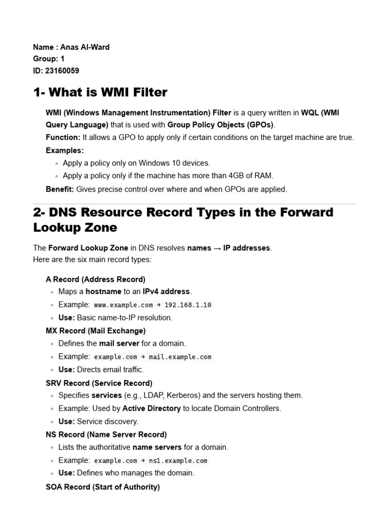 أنس الورد 1-2-3 الدكتورة رشاء | PDF | Domain Name System | Computer Science