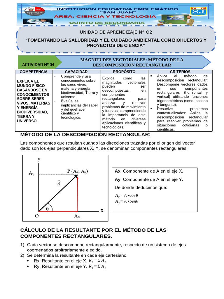 Descomposición Rectangular de Vectores | PDF | Vector Euclidiano ...