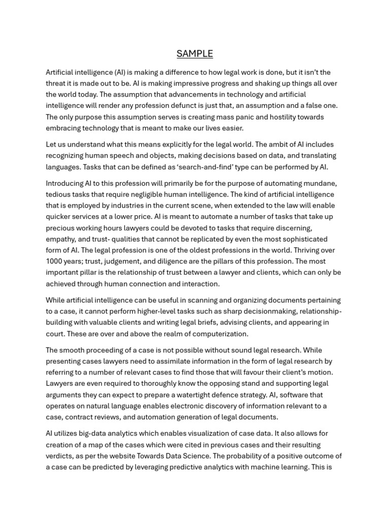 AI's Role in Legal Work | PDF | Artificial Intelligence | Intelligence ...