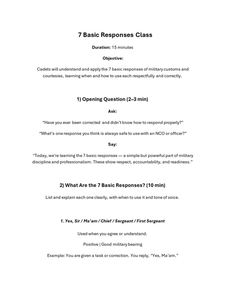 Mastering 7 Military Response Techniques | PDF