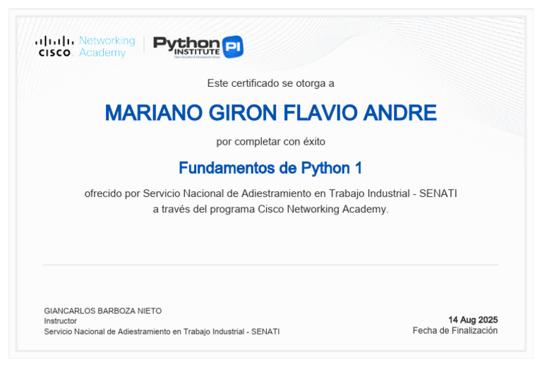 Python Essentials 1 Certificate 1676934 Senati Pe 8fe12f1d 8bf2 4949 ...