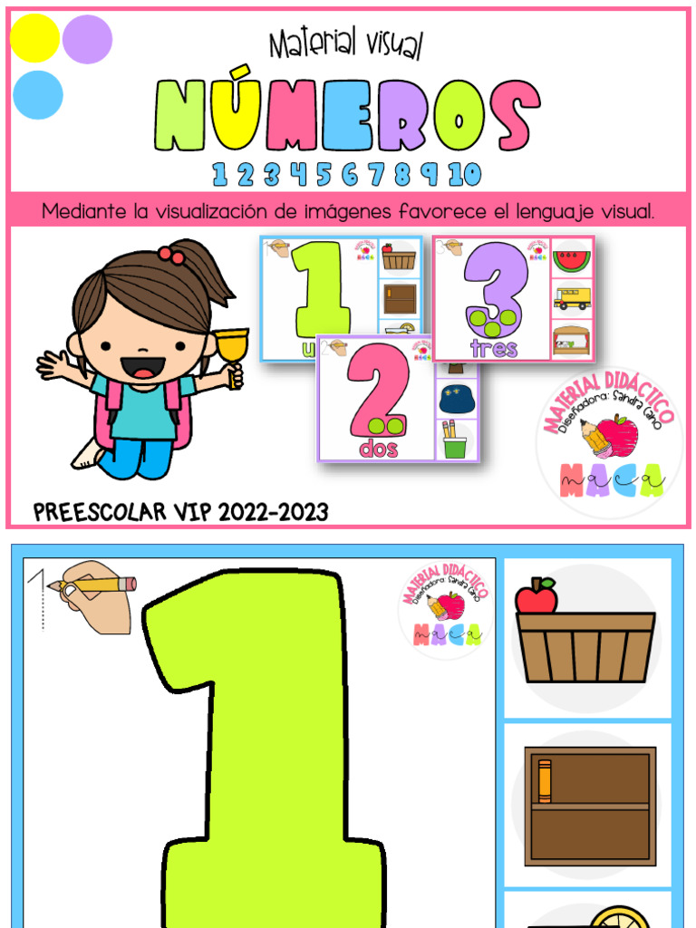 CARTELES DE NÚMEROS DEL 1 AL 10 Material Didáctico MaCa 1 | PDF