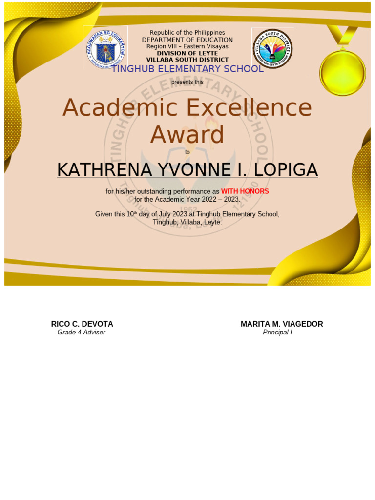 Academic Excellence Award | PDF