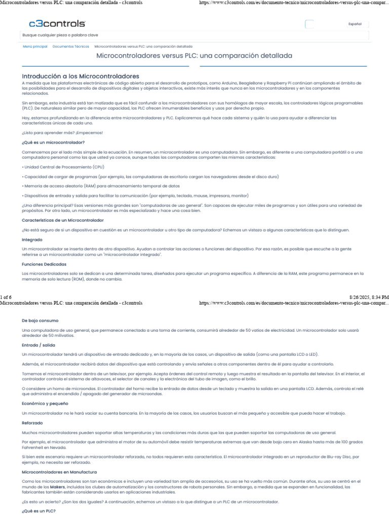 Comparativa Microcontroladores y PLC | PDF | Microcontrolador ...