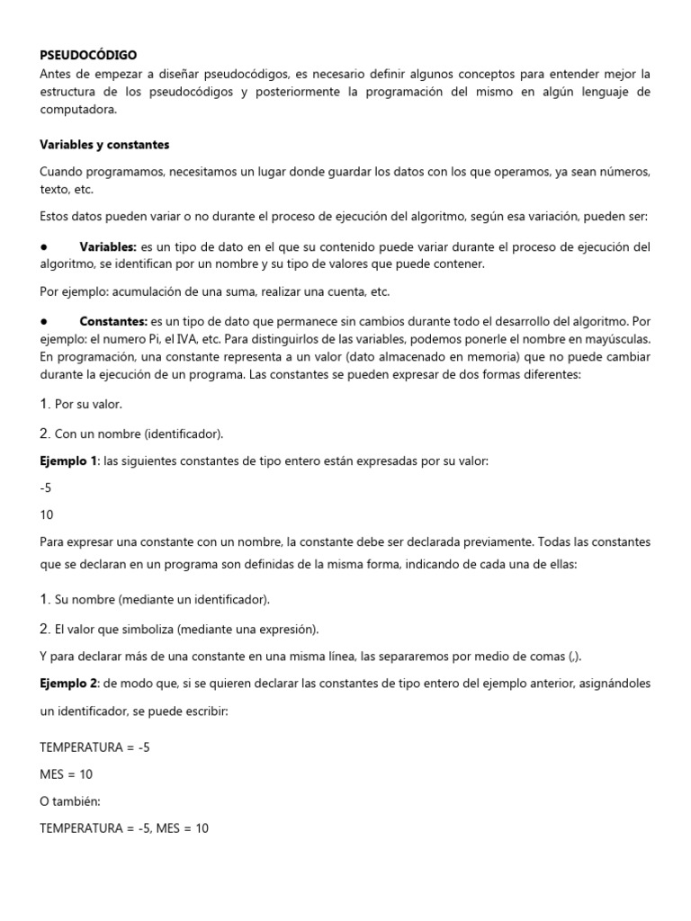 Introducción al Pseudocódigo en Pseint | PDF | Lenguaje de programación ...