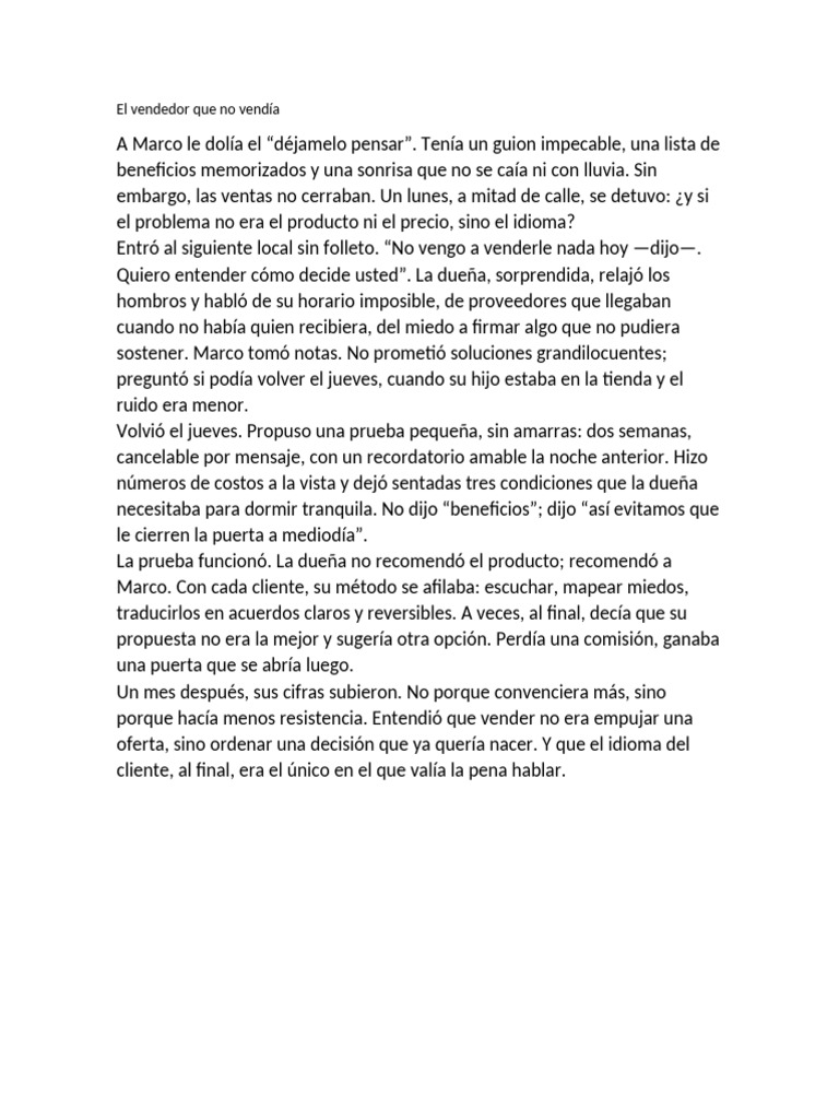 El Vendedor Que No Vendía | PDF