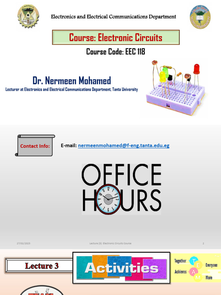 Lecture 3 Electronic Circuits EEC 118-1 | PDF | Diode | Electrical Network