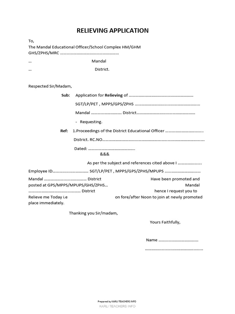 Karli at Relieving & Joining Formats For Sa&Pshm Promotion | PDF