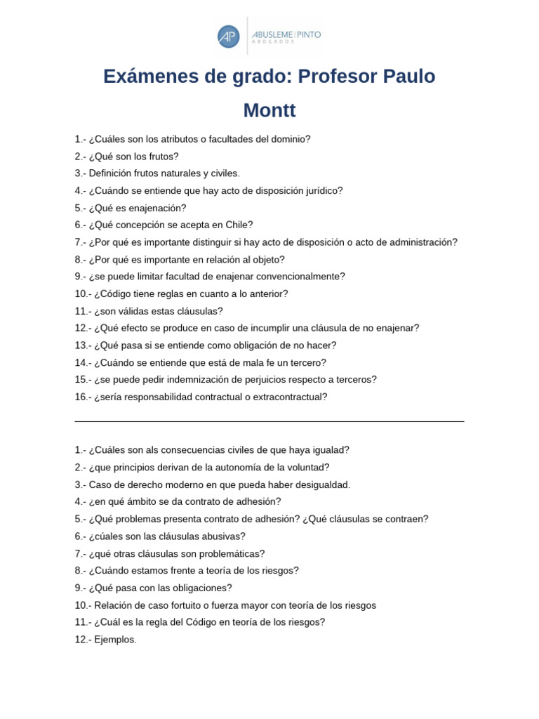 Exámenes de Derecho Civil: Paulo Montt | PDF | Posesión (Ley) | Propiedad