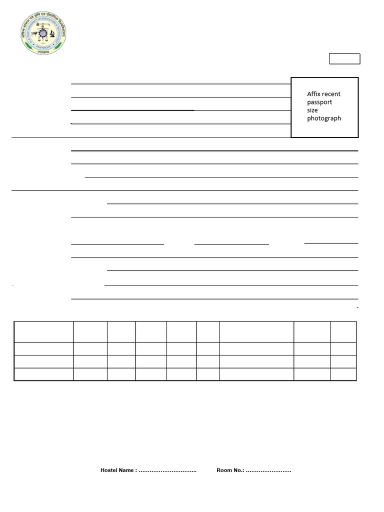 Application Form For Hostel Accommodation | PDF