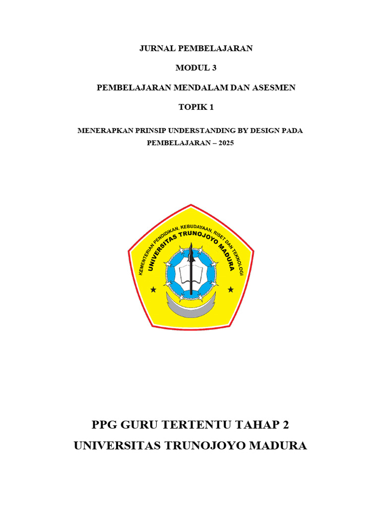 Jurnal Menerapkan Prinsip Understanding by Design Pada Pembelajaran - 2025 | PDF