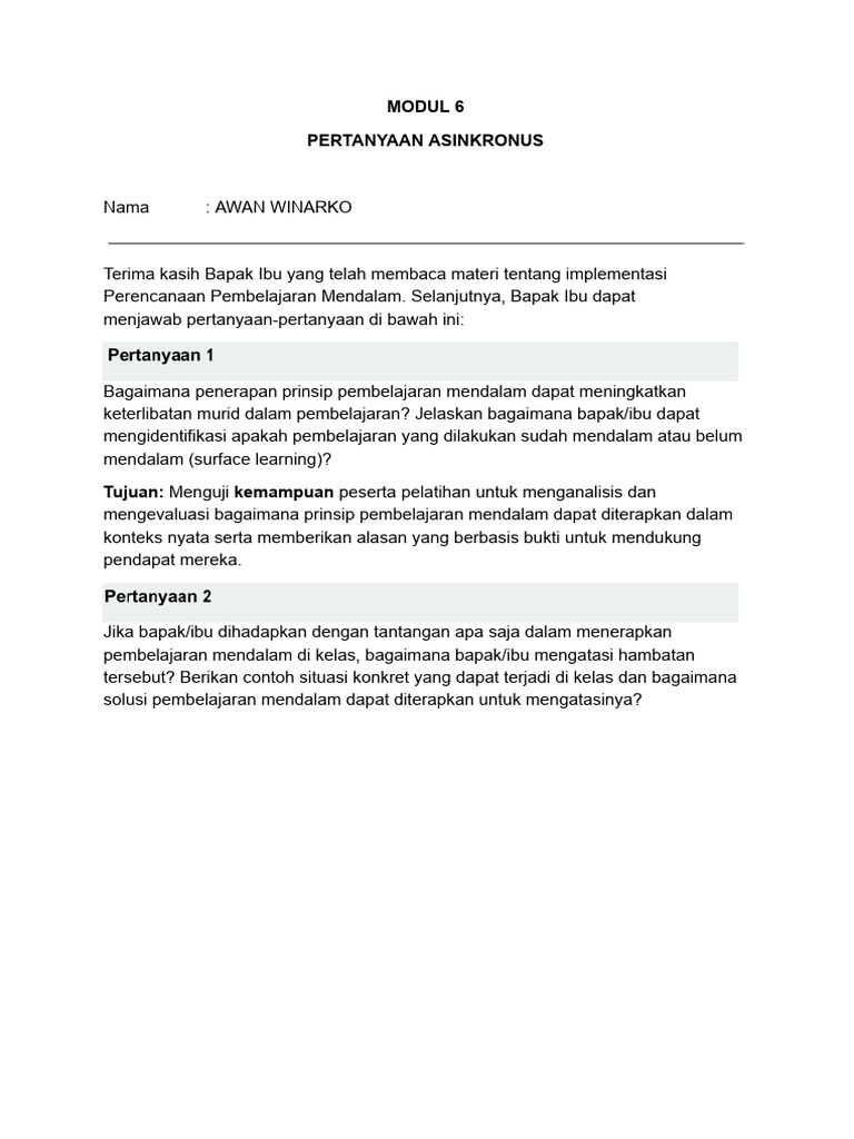 m6 Awan Winarko Asinkronus | PDF