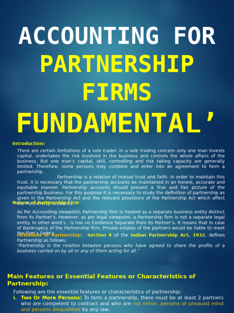 Fundamentals of Partnership Accounting | PDF | Partnership | Debits And ...