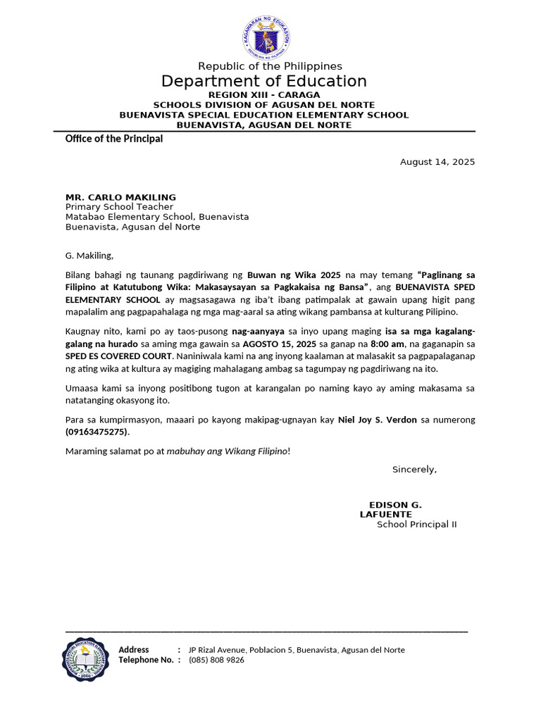 Letter Invitation For Judges | PDF