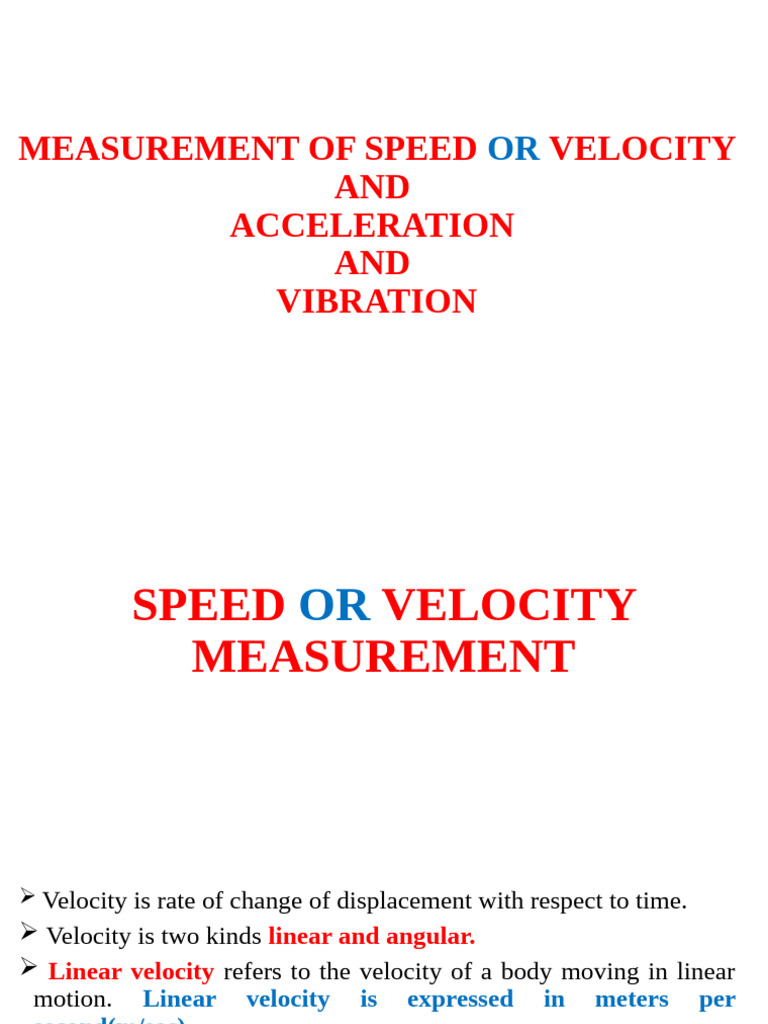 Speed, Velocity, Acceleration Measurement Techniques | PDF | Frequency ...