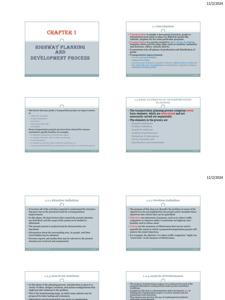 Highway Planning Process Overview | PDF | Forecasting | Highway