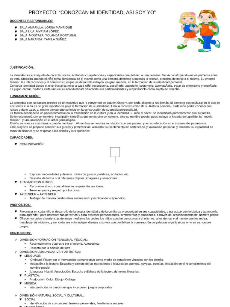 Proyecto de Identidad Infantil: "Así Soy Yo" | PDF