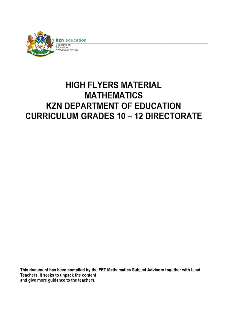 High Flyers Material Mathematics KZN Department of Education Curriculum ...