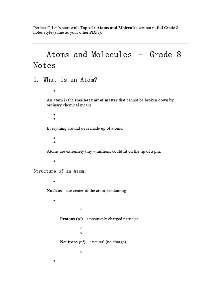 Atoms and Molecules | PDF