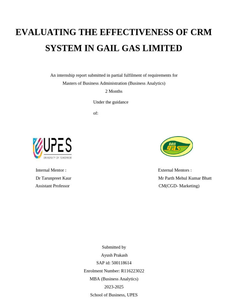 CRM Effectiveness at GAIL Gas Limited | PDF | Natural Gas | Liquefied ...