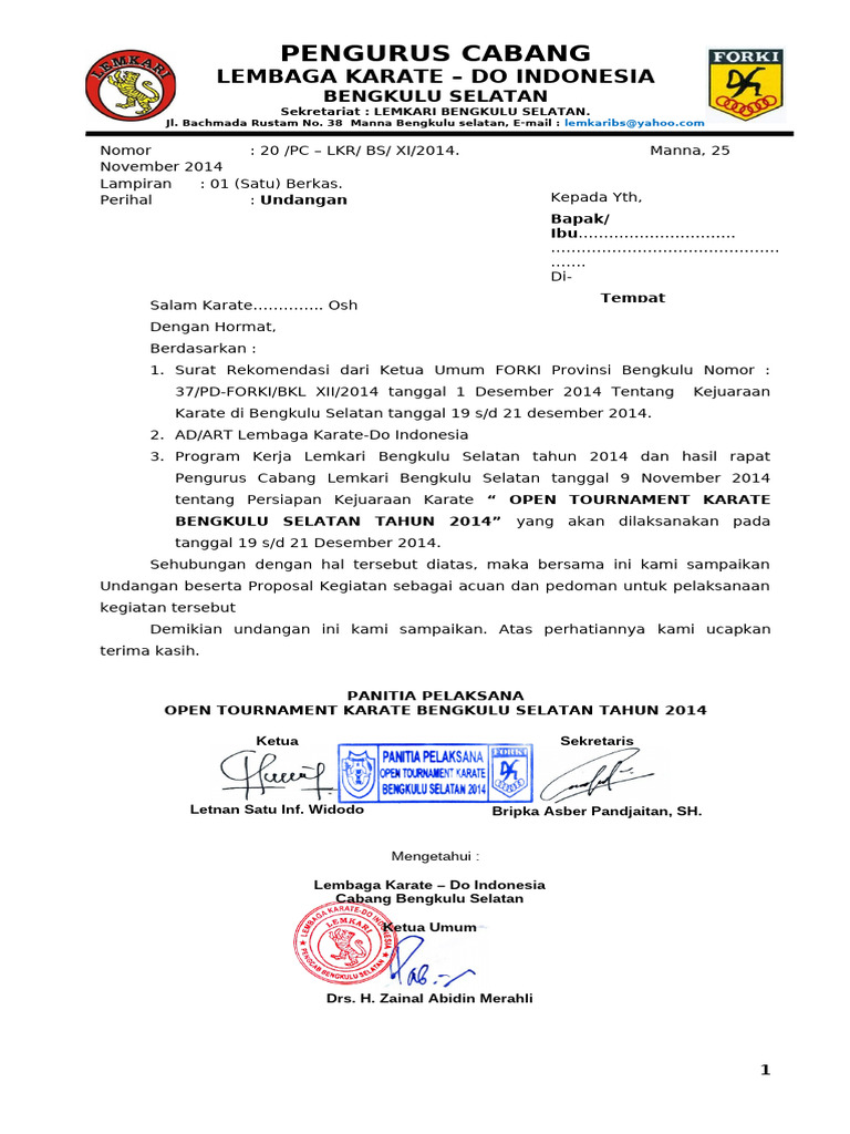 Undangan Proposal Kejuaraan Manna | PDF