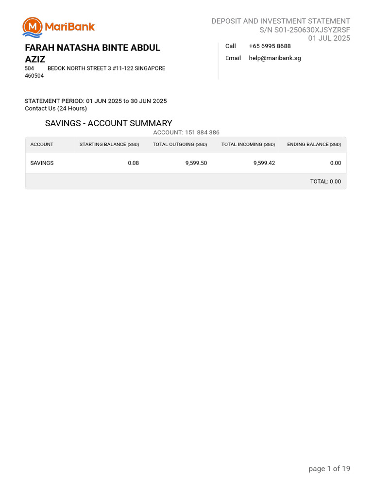 Jun2025 MariBank E-Statement | PDF | Deposit Account | Interest