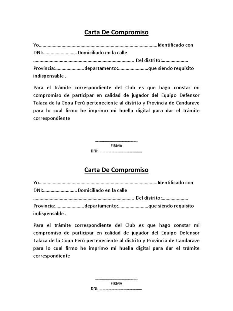 Carta De Compromiso