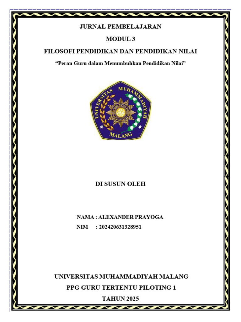 Alexander Prayoga - 202420631328951 - Filosofi Pendidikan Dan Pendidikan Nilai (Perbaikan 2) | PDF