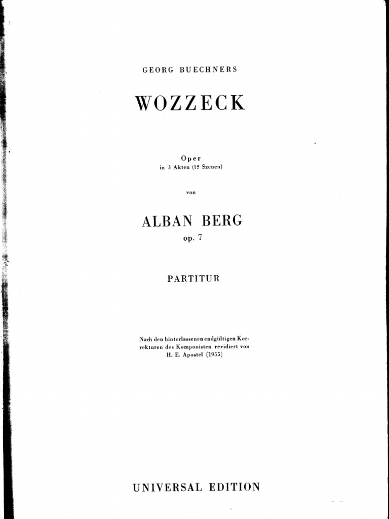 Alban Berg Opera Wozzeck Orchestral Full Score | PDF | Opera ...