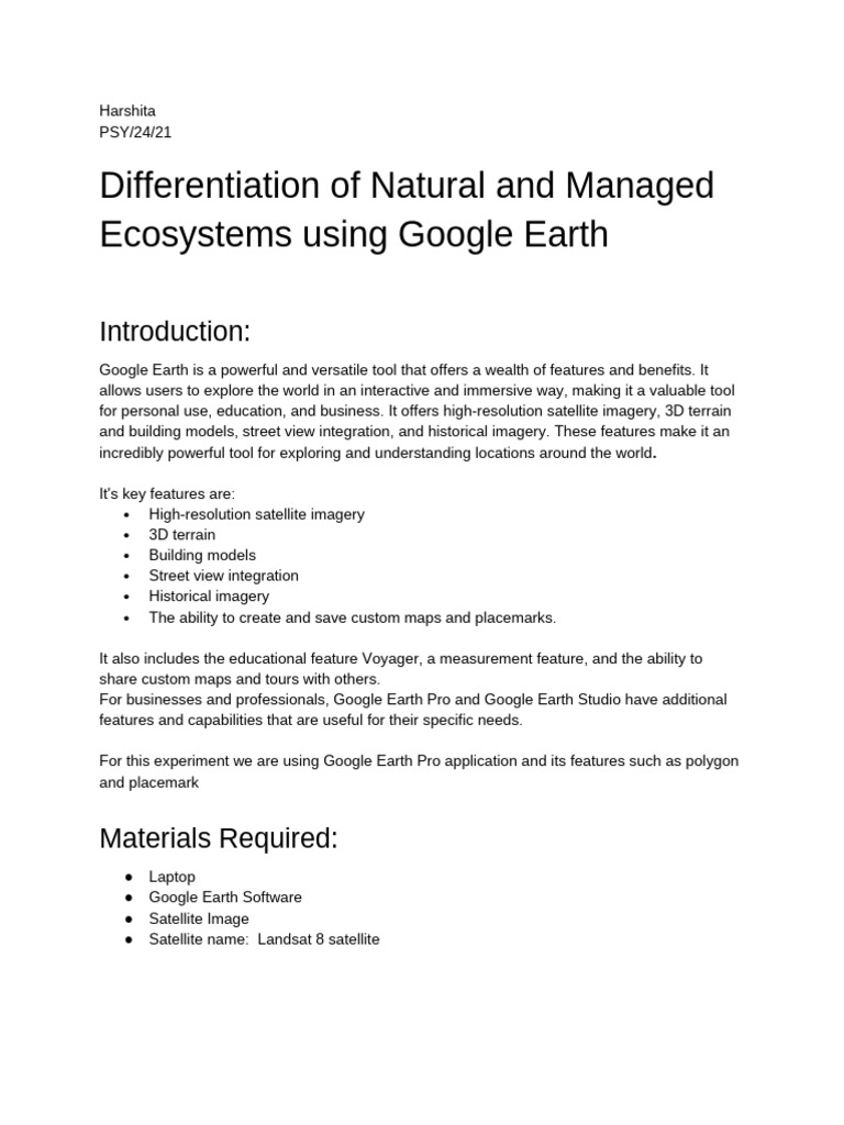 Differentiating Ecosystems with Google Earth | PDF | Ecosystem ...