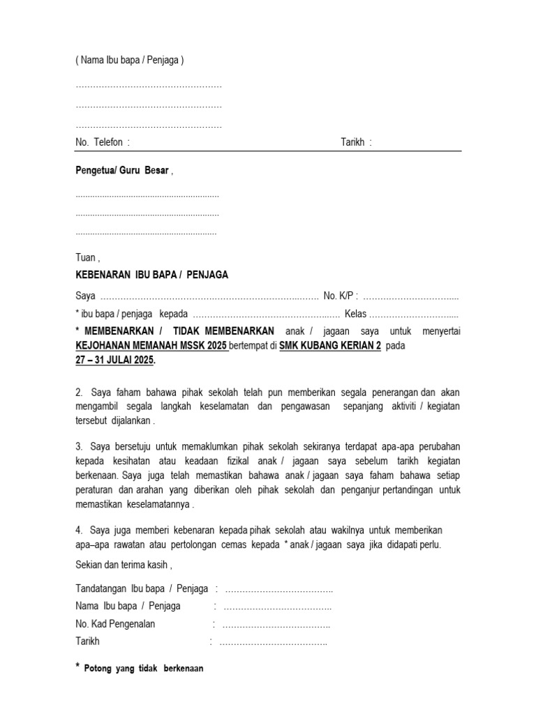 Borang Kebenaran Dan Deklarasi Kesihatan | PDF