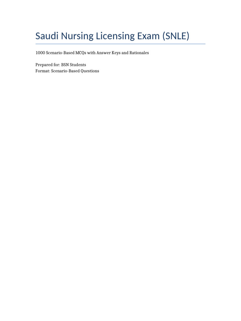 SNLE Exam: 1000 MCQs with Answers | PDF