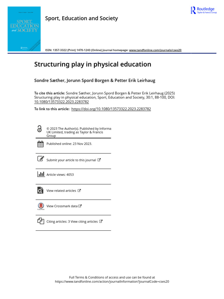 Structuring Play in Physical Education | PDF | Curriculum | Physical ...