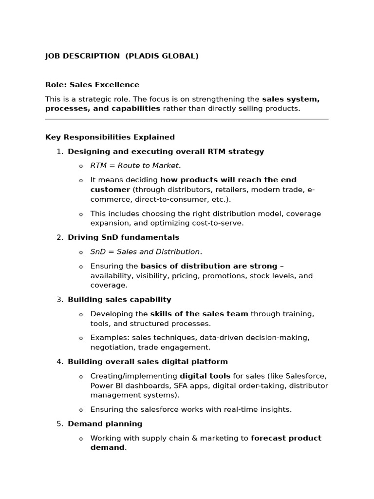 Sales Excellence Role Overview | PDF
