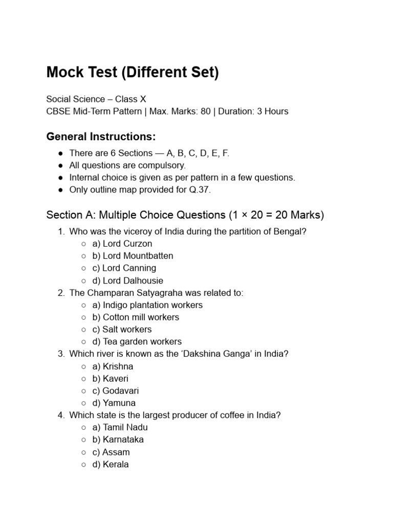 Mock Test (Different Set) | PDF