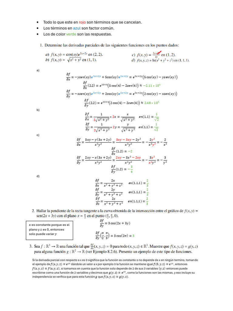 Derivadas Parciales y Funciones Matemáticas | PDF | Función ...