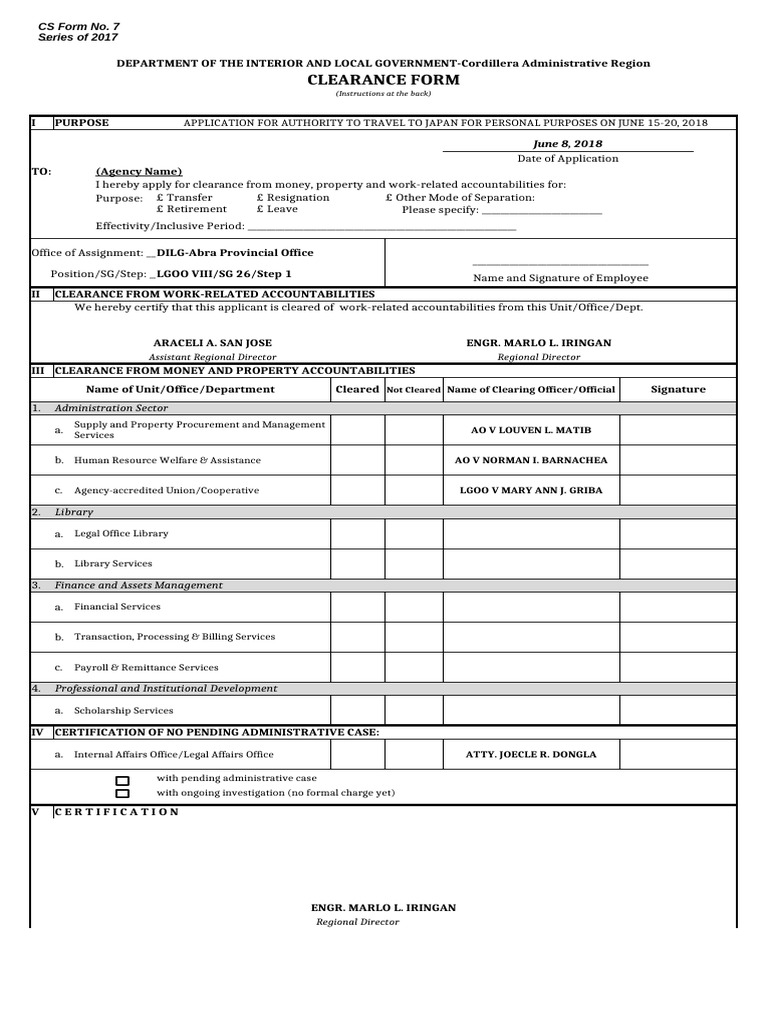 CSC Clearance Form No. 7 Instructions | PDF | Economies | Business