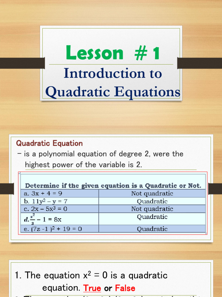 Math Lessons 1 2 For Students 1 | PDF | Quadratic Equation | Factorization