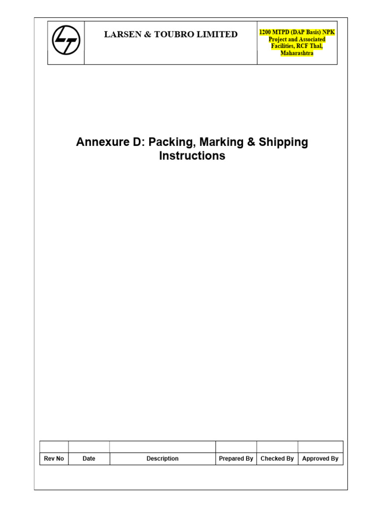 Annexure D - Packing Instructions | PDF | Cargo | Pallet