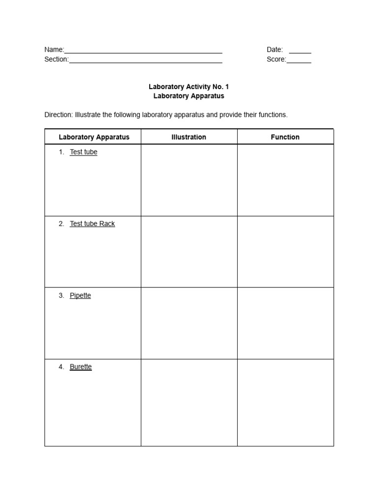 Laboratory Apparatus Functions Guide | PDF