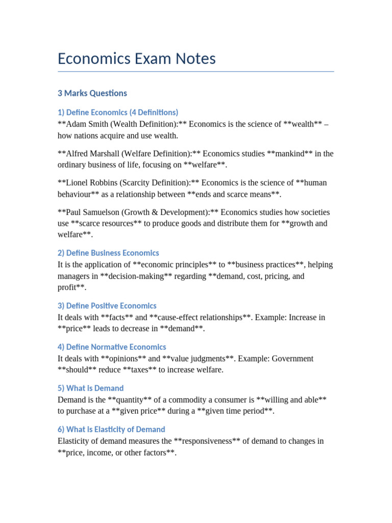 Economics Exam Study Guide | PDF | Demand | Economics