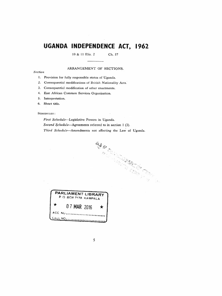 Uganda Constitution 1962 | PDF