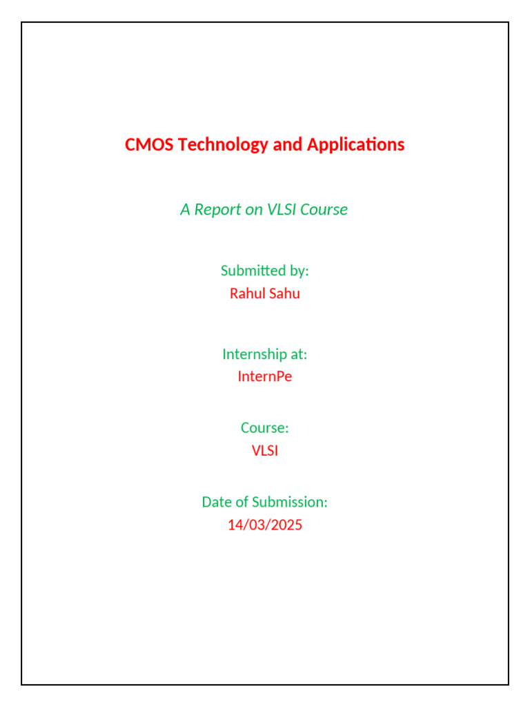 Week 1 CMOS Technology and Applications | PDF | Cmos | Mosfet
