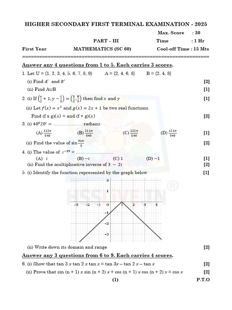 Hsslive-Xi-Qp Maths 11 - Quarterly 2025 - 2 | PDF | Mathematical ...