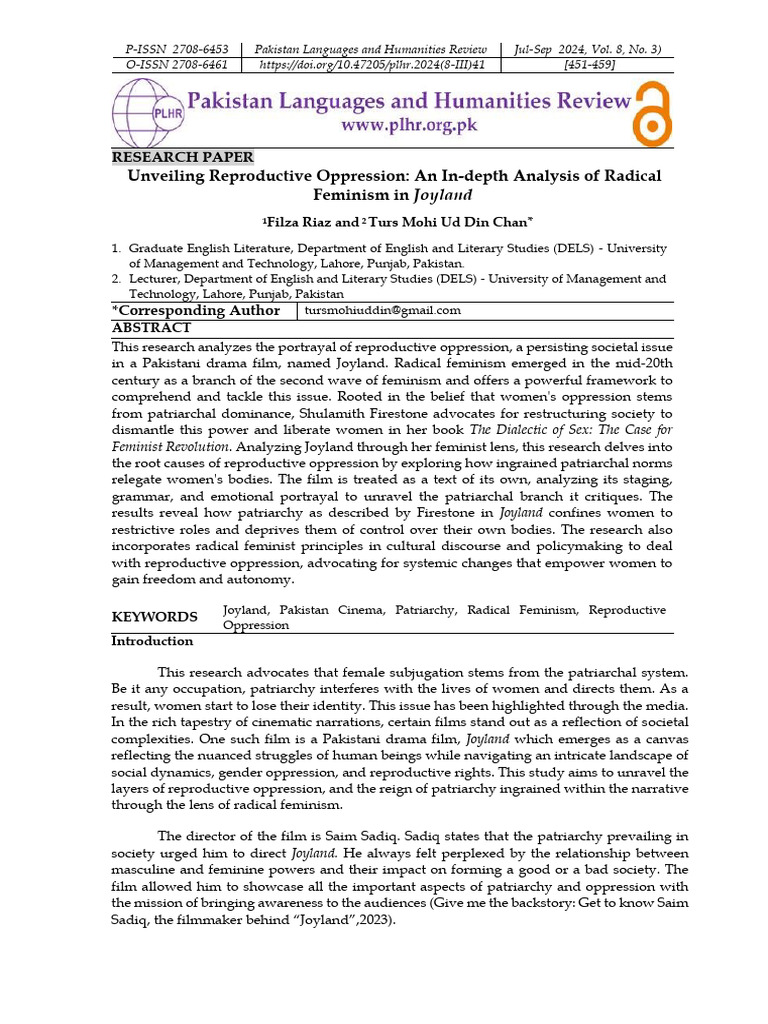 Radical Feminism in Joyland's Narrative | PDF | Feminism | Gender Studies