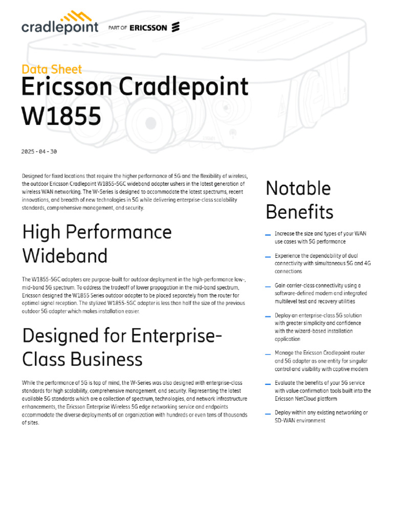 Ericsson Cradlepoint w1855 2025 04 30 | PDF