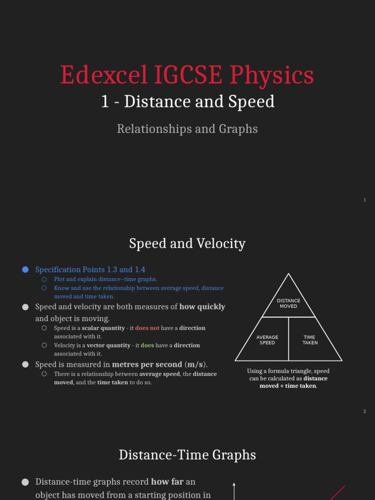 IGCSE Physics Lecture 1 Distance and Speed | PDF | Speed | Velocity
